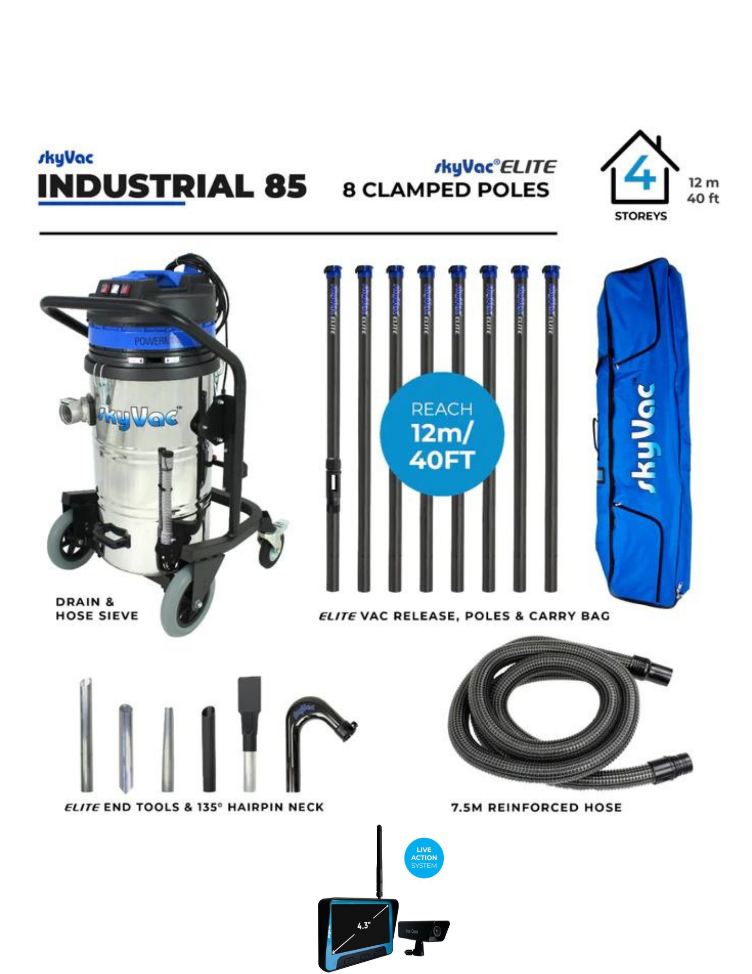 SkyVac® 85 Elite Industrial Gutter Cleaning System (You Choose ...